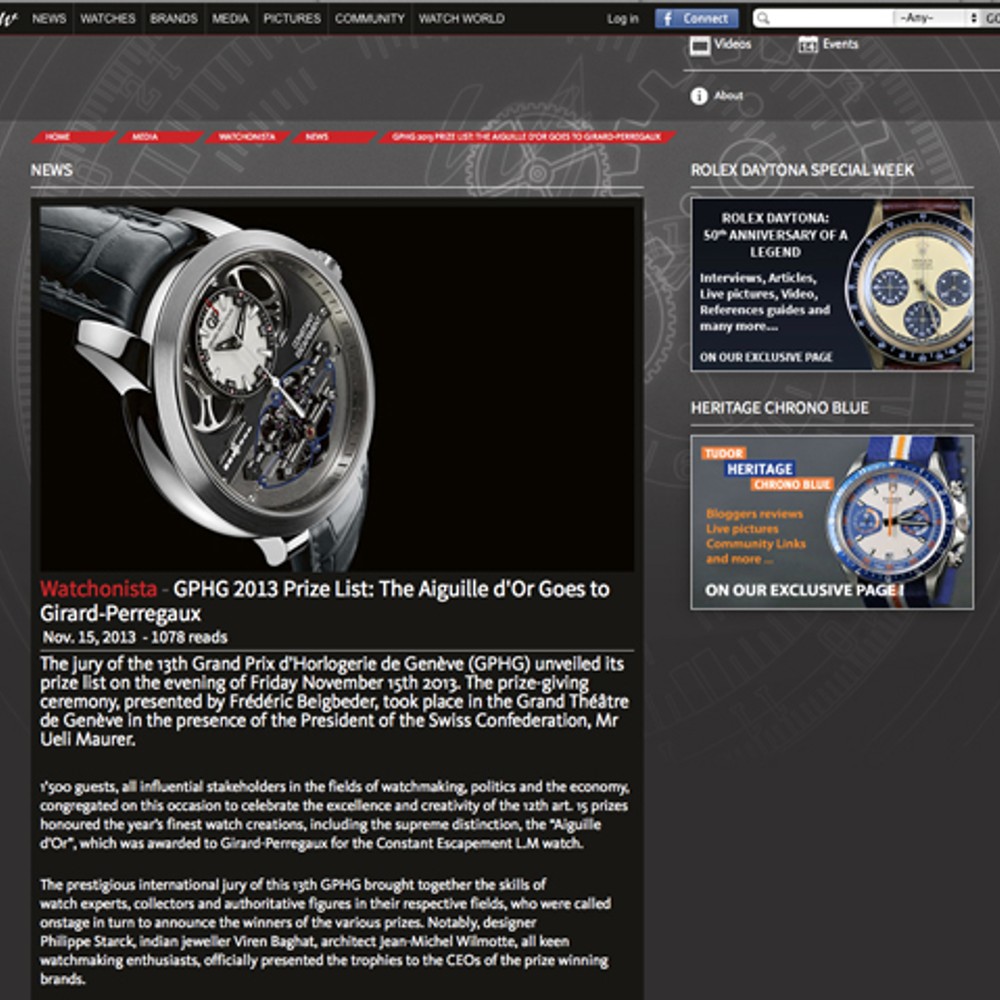 watchonista - GPHG 2013 Prize List: The Aiguille d'Or Goes to Girard-Perregaux