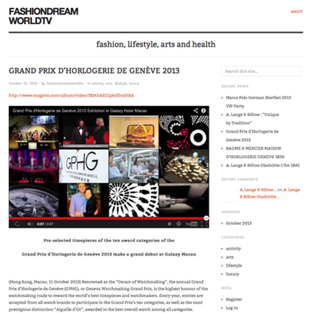 world tv - Grand Prix d’Horlogerie de Genève 2013 make a grand debut at ...